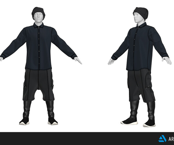 ArtStation - Men's outfit_025 with puffer jacket. Marvelous Designer ...