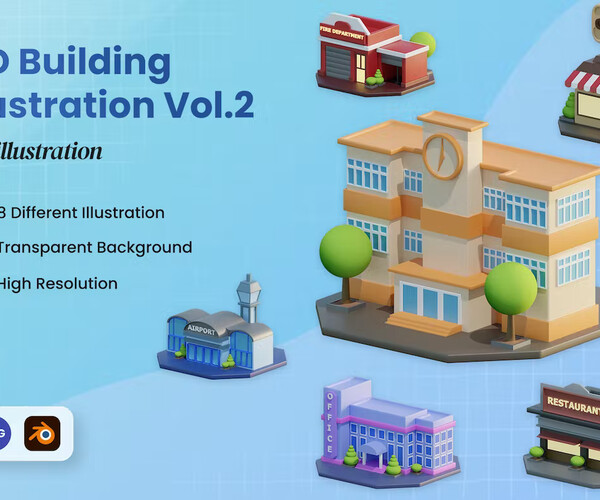 ArtStation - Buildings 3D Illustration | Game Assets