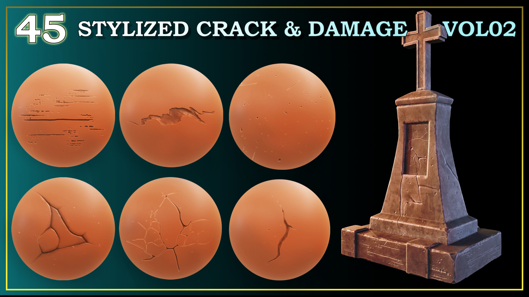 ArtStation - 45 Stylized Crack & Damage Vol 02 | Brushes