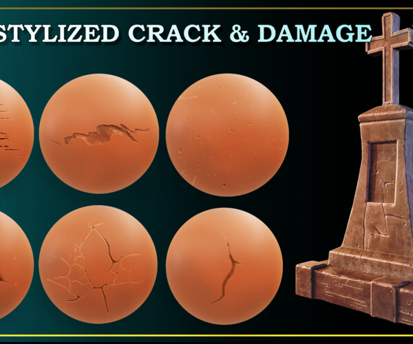 ArtStation - 45 Stylized Crack & Damage Vol 02 | Brushes