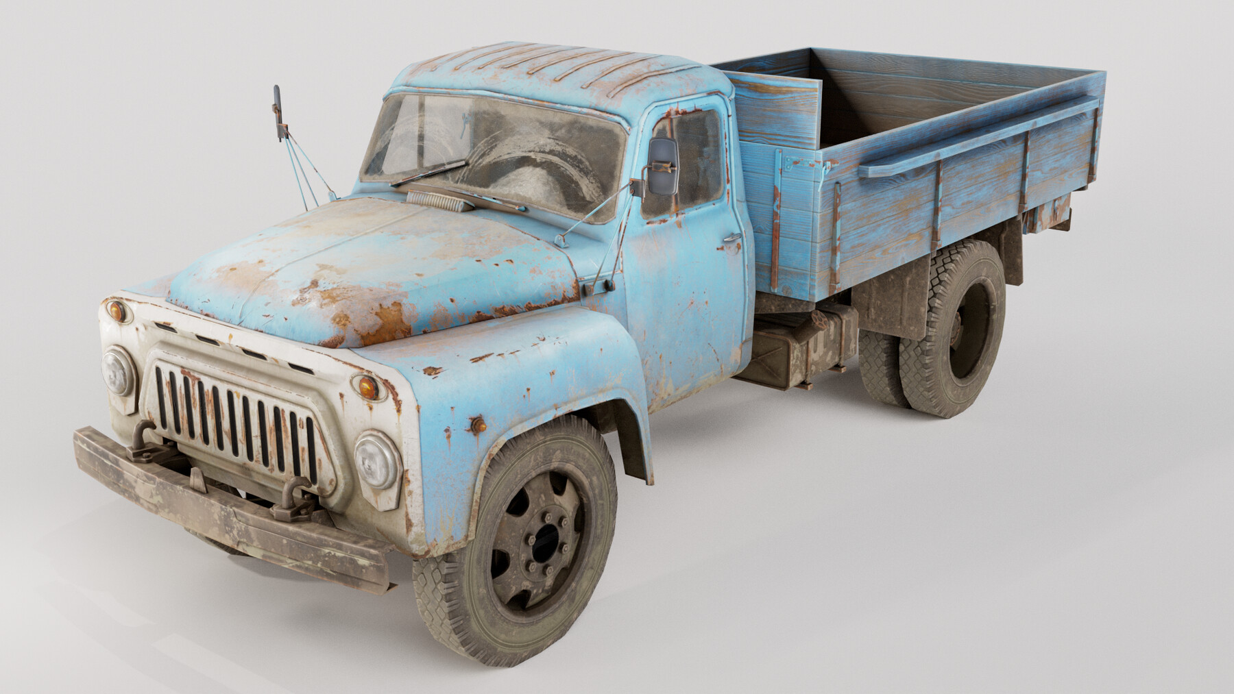 ArtStation - Post apocalypse trailer truck gaz 52 iv7 | Game Assets