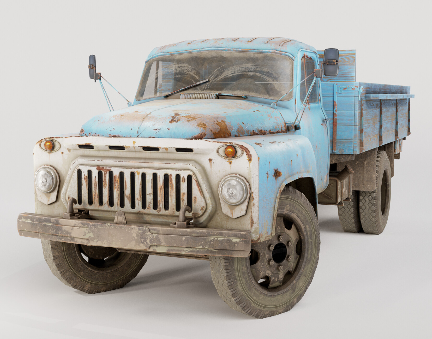 ArtStation - Post apocalypse trailer truck gaz 52 iv7 | Game Assets