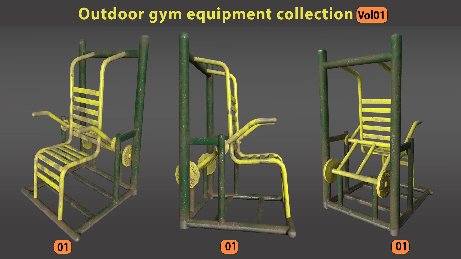 ArtStation - 3D model Outdoor Gym Equipment Collection-vol01 | Game Assets