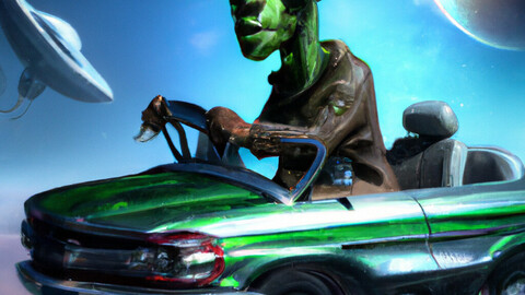ArtStation - Alien riding a car | Artworks