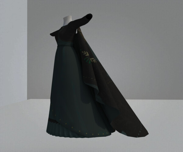 ArtStation - Black robe black bifurcate long skirt cartoon costume ...