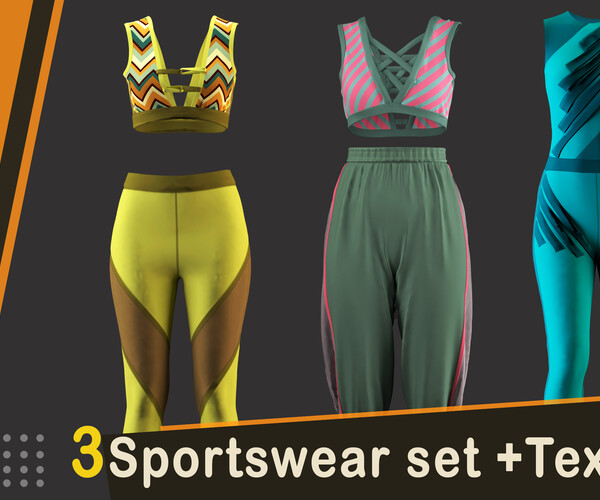 ArtStation - 3 Sportswear set +Textures | Game Assets