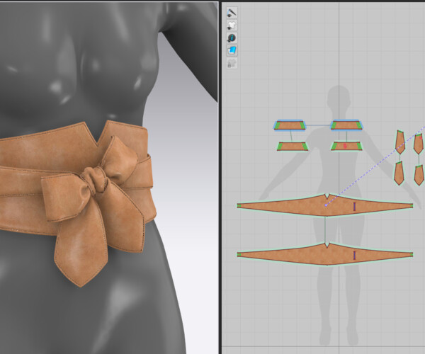 ArtStation - Belt leather bow-knot 01 Marvelous Designer, CLO3D | Game ...