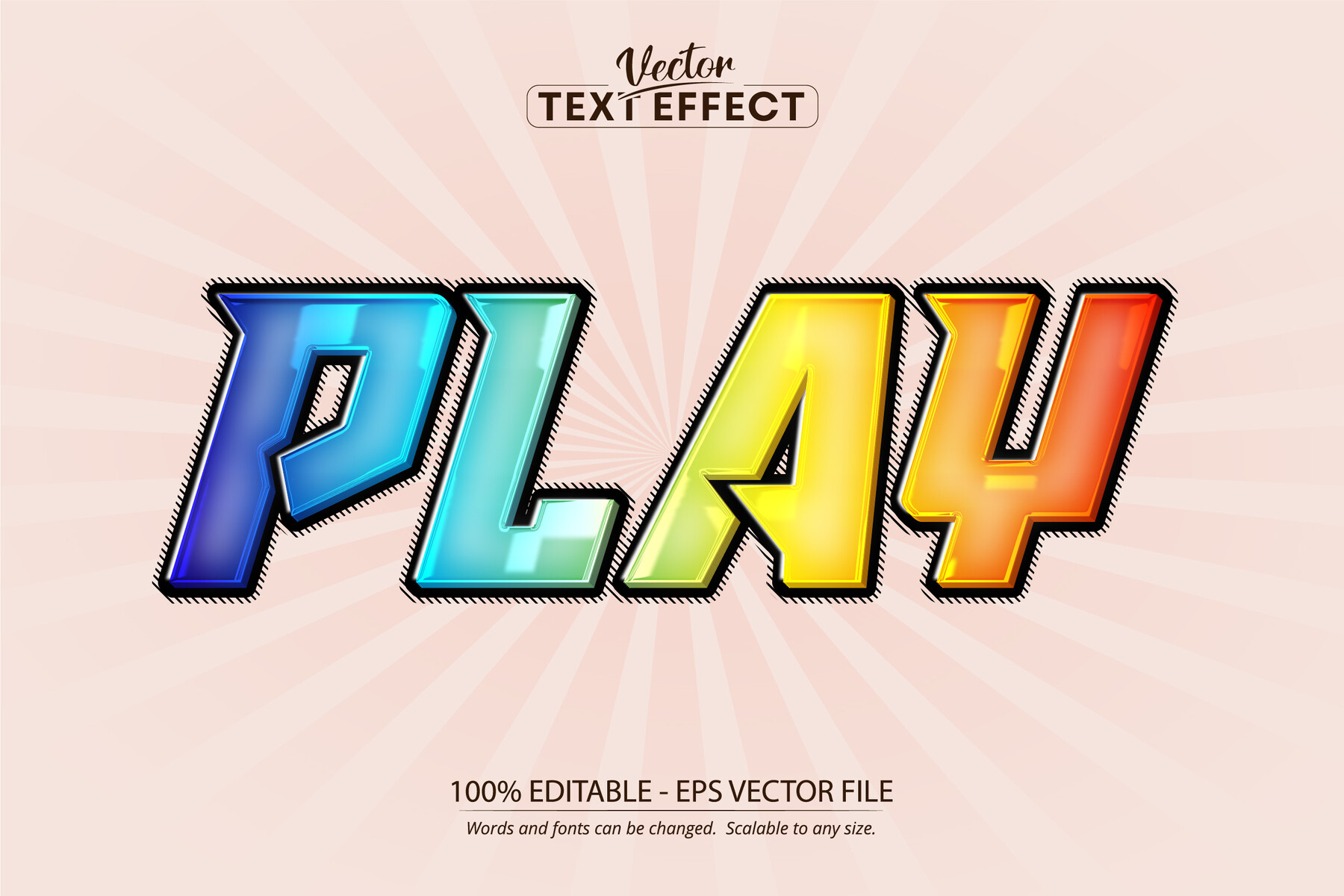 ArtStation - Play text effect, editable colorful and cartoon text style ...