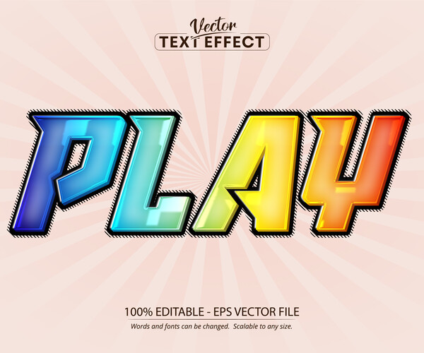 ArtStation - Play text effect, editable colorful and cartoon text style ...
