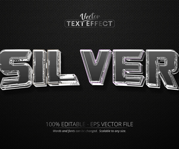 ArtStation - Silver editable text effect, shiny luxury silver color and ...