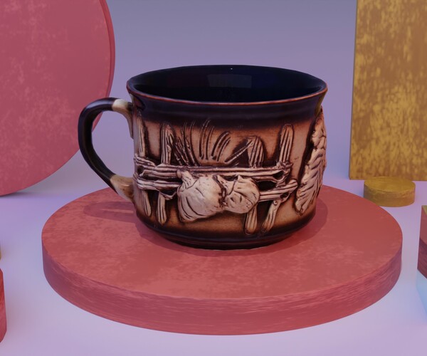 ArtStation - Ethnic clay cup 03 low-poly 3D model | Game Assets