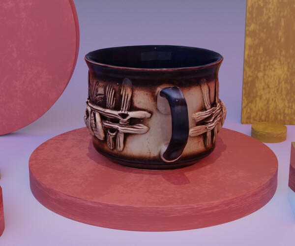 ArtStation - Ethnic clay cup 03 low-poly 3D model | Game Assets