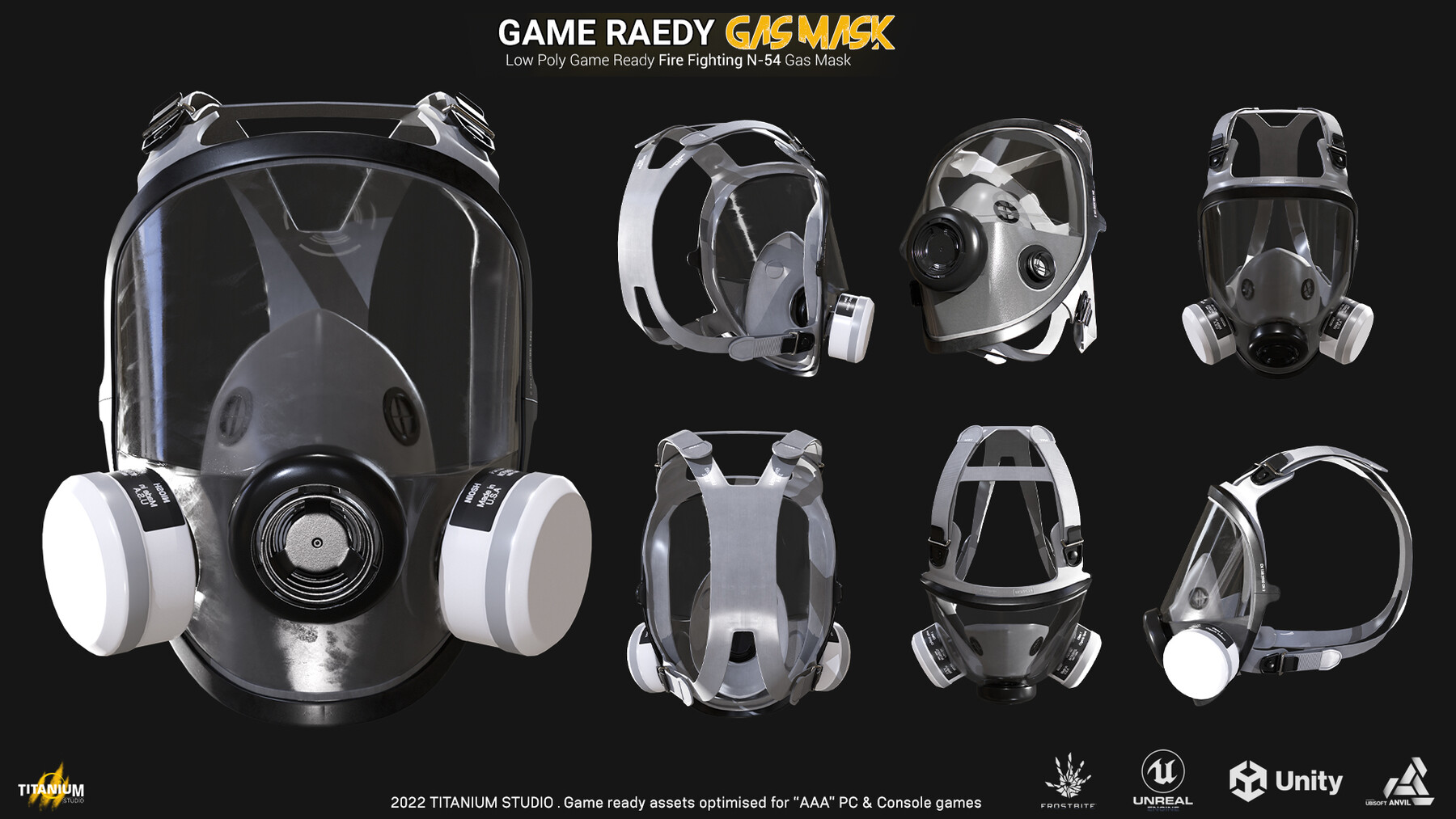 ArtStation - Low Poly Game Ready Fire Fighting Gas mask | Game Assets
