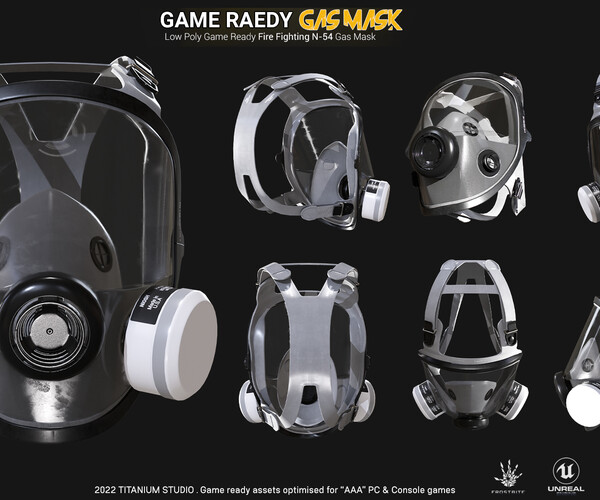 ArtStation - Low Poly Game Ready Fire Fighting Gas mask | Game Assets