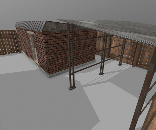 ArtStation - Brick House with Garage | Game Assets