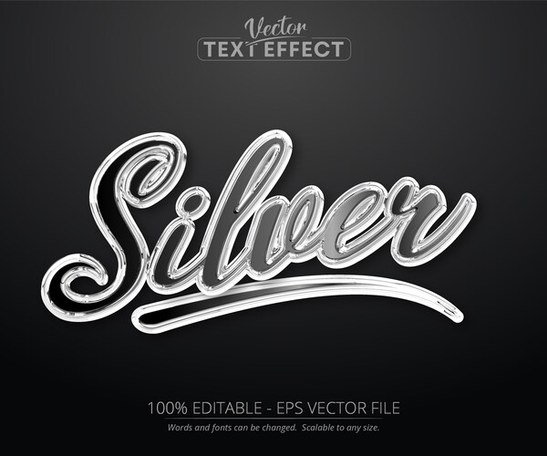 ArtStation - Silver editable text effect, shiny luxury silver color and ...