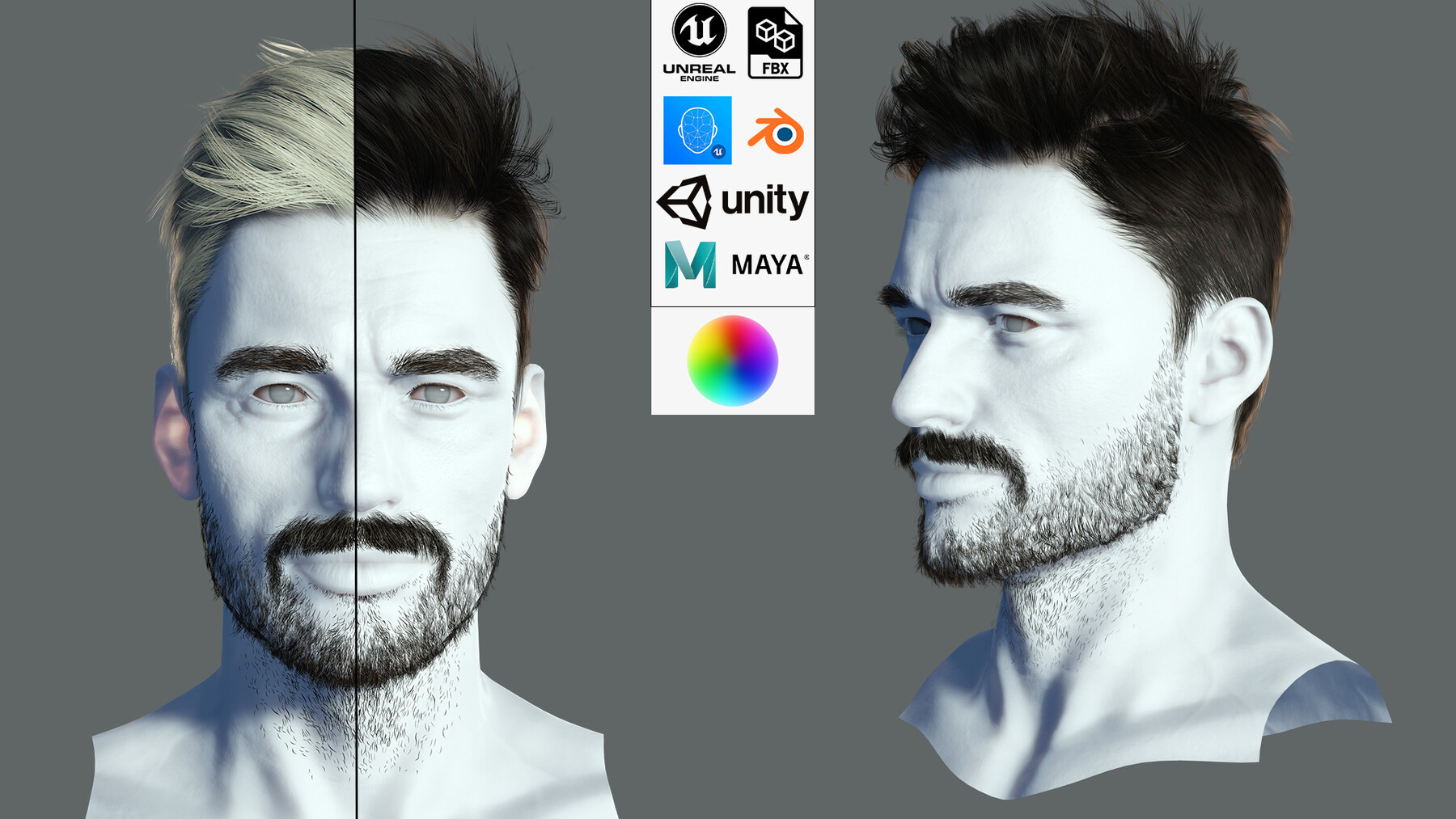 ArtStation - Realtime hair man low poly Hairstyle Gam | Game Assets