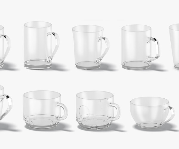 ArtStation - 10 Glass Mug Shapes - transparent cups with different ...