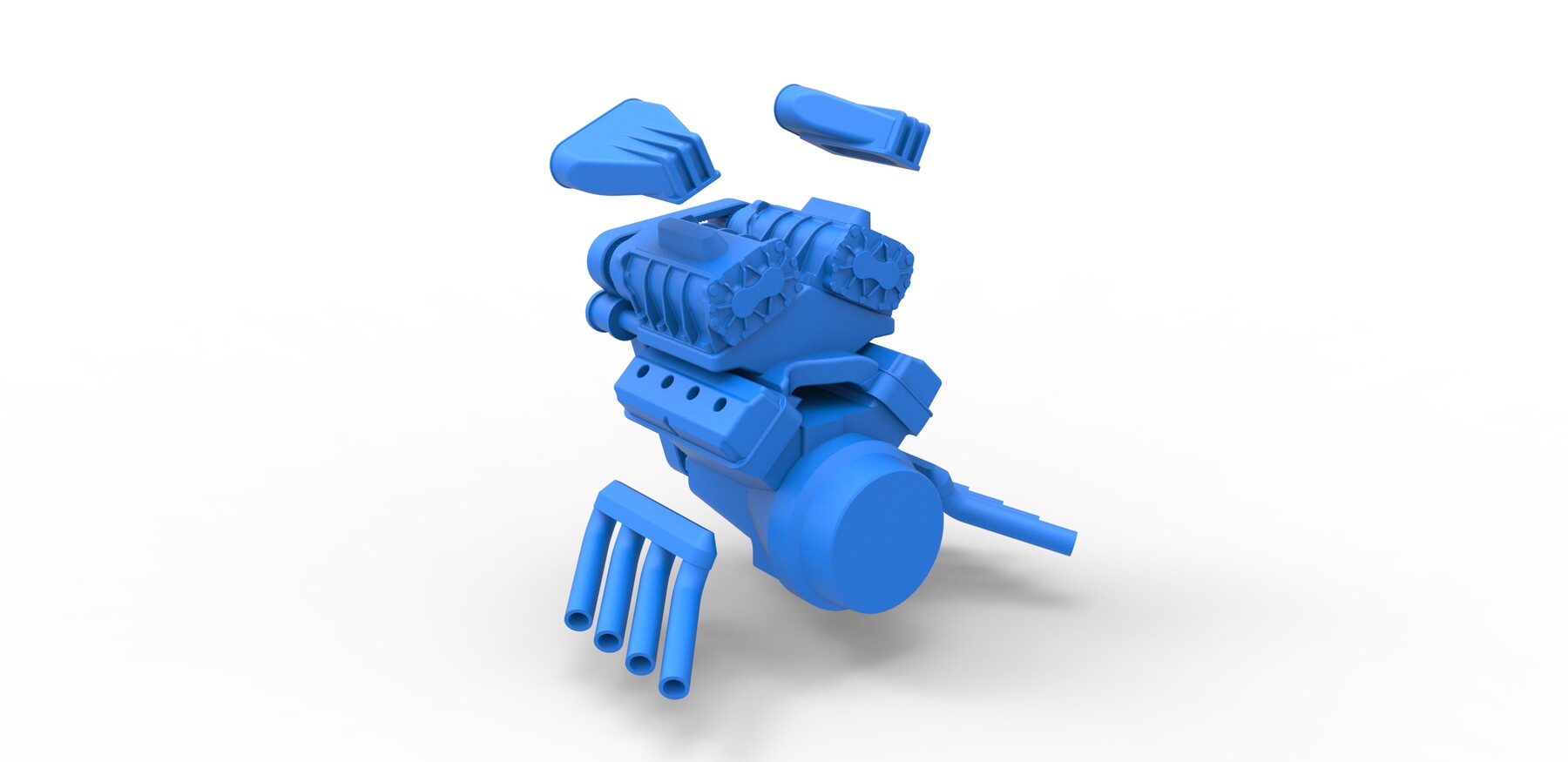 ArtStation - 3D printable Diecast engine V8 with double supercharger ...