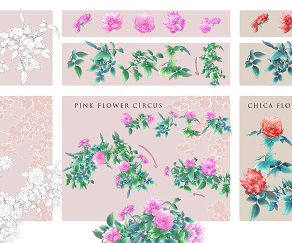 ArtStation - Chica Flower Brushes for ClipStudioPaint/36 PNG images ...
