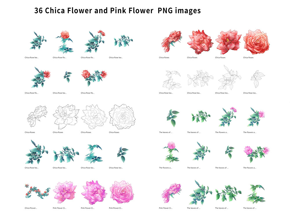 ArtStation - Chica Flower Brushes for ClipStudioPaint/36 PNG images ...