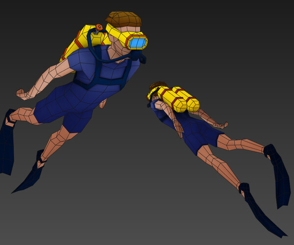 ArtStation - Diver animated Low-poly | Game Assets