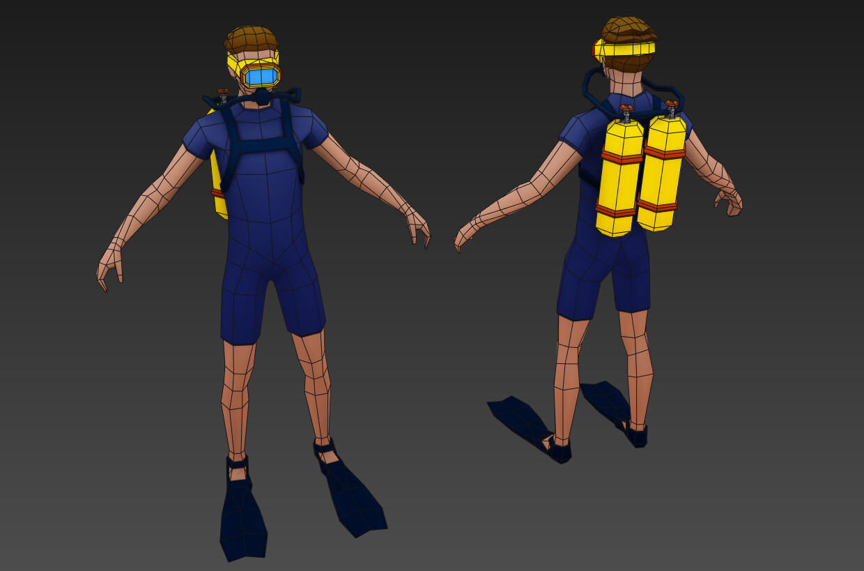 ArtStation - Diver animated Low-poly | Game Assets