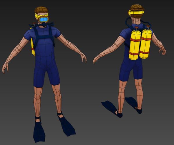 ArtStation - Diver animated Low-poly | Game Assets