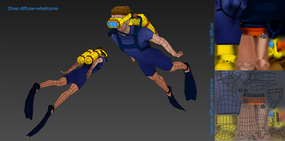 ArtStation - Diver animated Low-poly | Game Assets