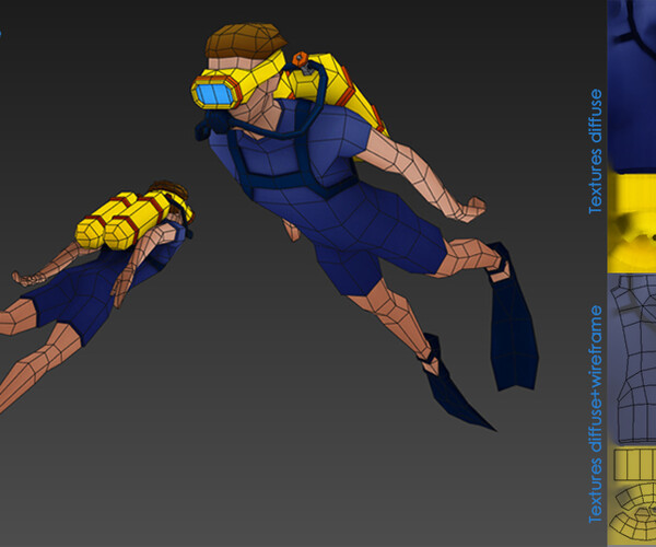 ArtStation - Diver animated Low-poly | Game Assets
