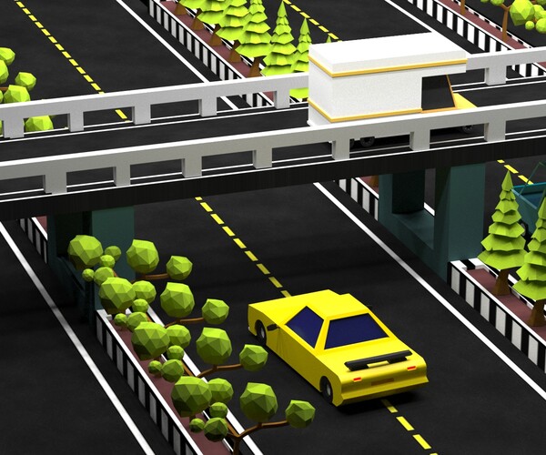 ArtStation - Cartoon Low-Poly Game level for car racing game-ready 3D ...