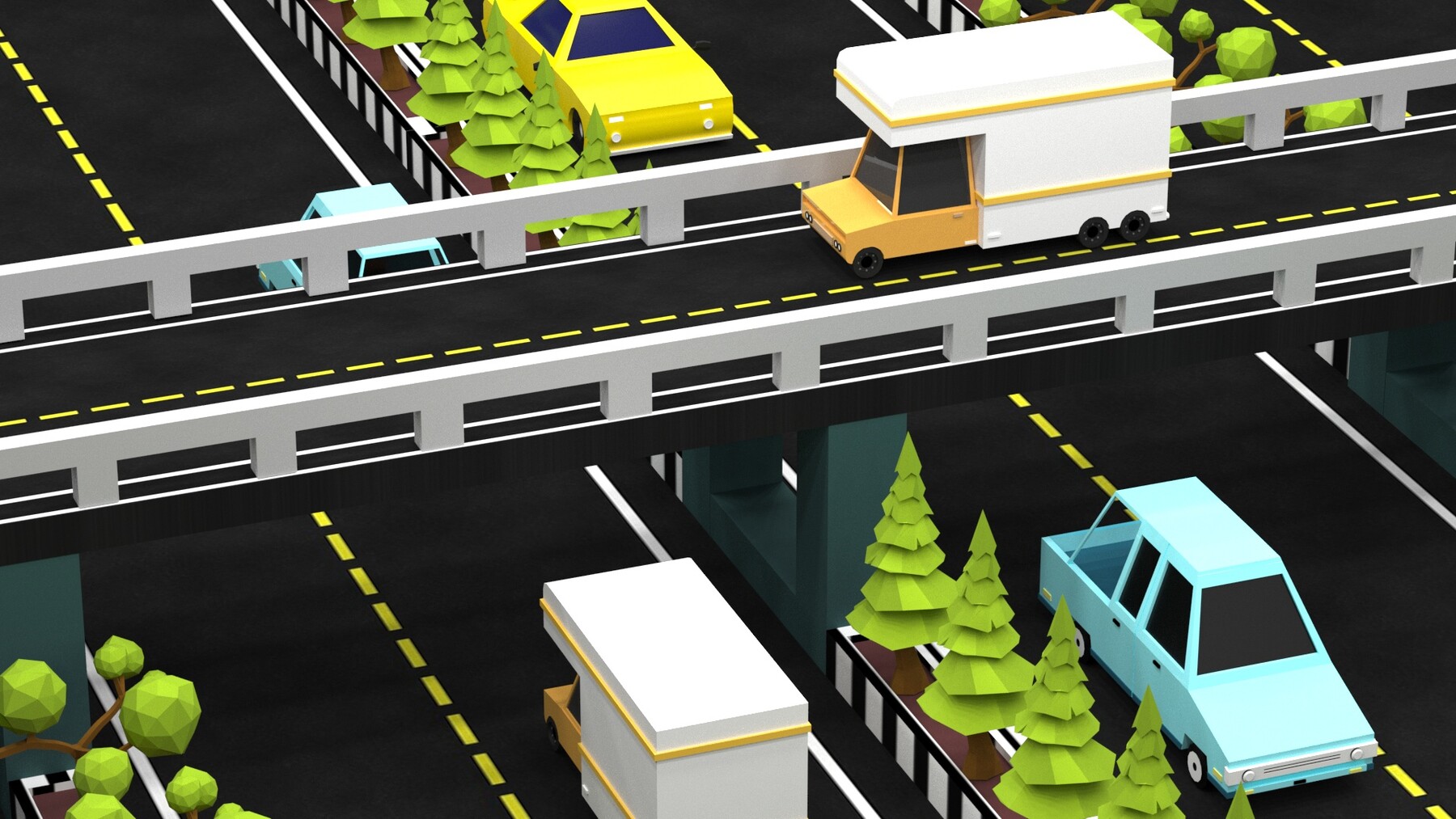 ArtStation - Cartoon Low-Poly Game level for car racing game-ready 3D ...