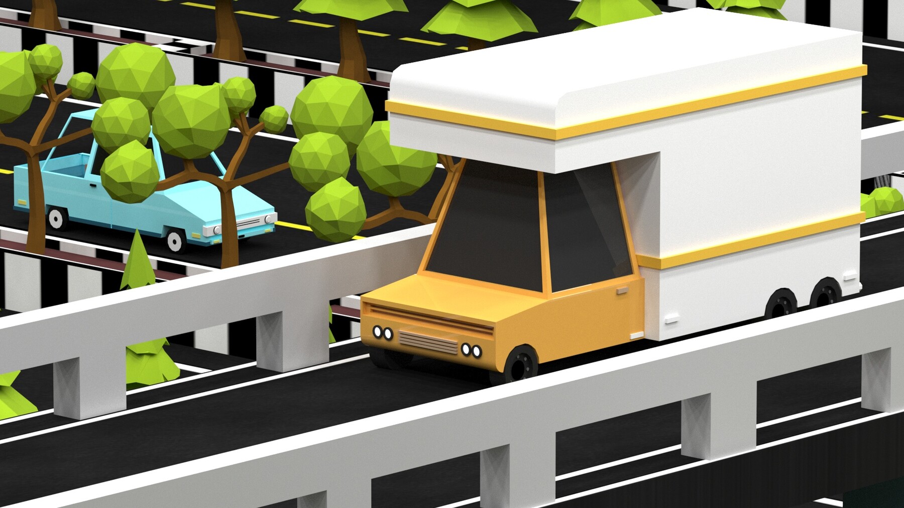 ArtStation - Cartoon Low-Poly Game level for car racing game-ready 3D ...