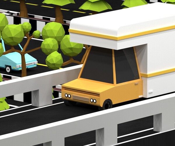 ArtStation - Cartoon Low-Poly Game level for car racing game-ready 3D ...