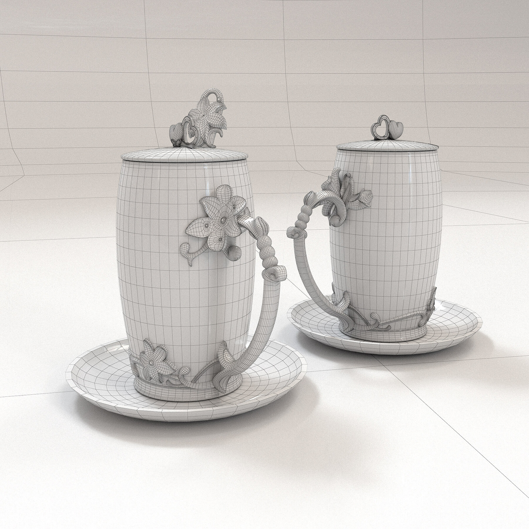 ArtStation - Handmade tea set with carafe 3D model | Resources