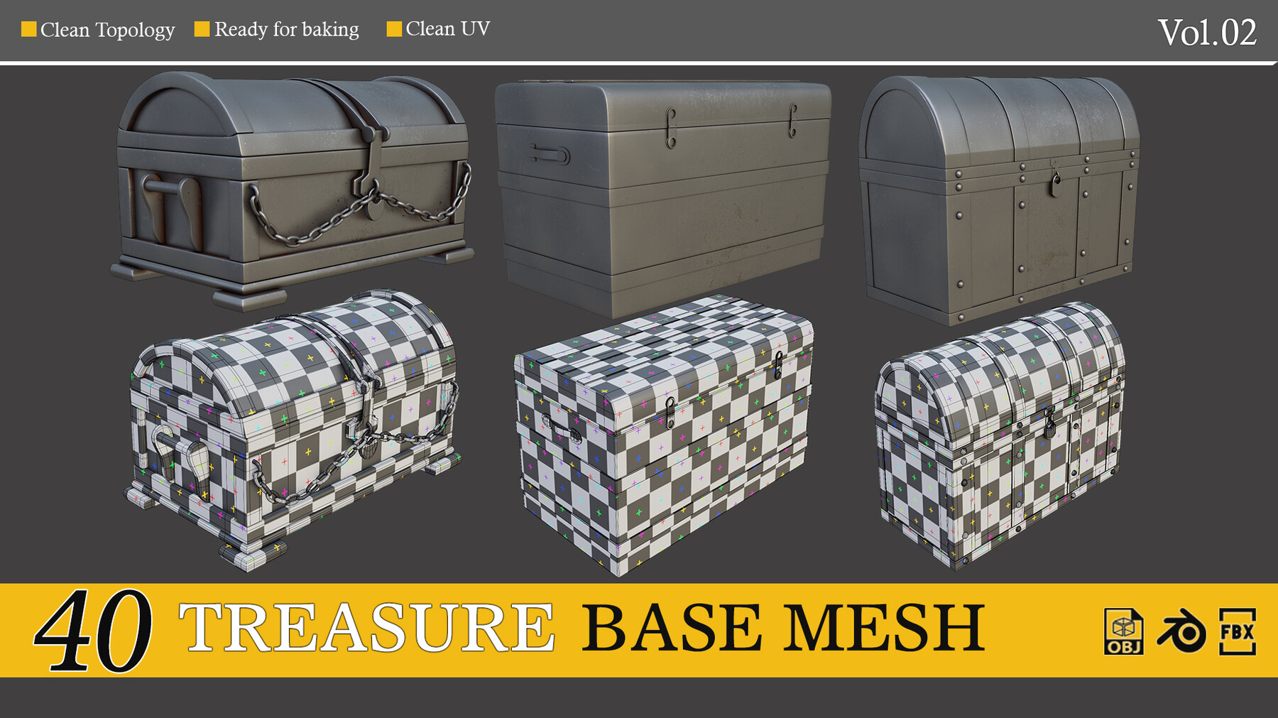 ArtStation - 40 Base Mesh Treasure Chest - vol-02 | Game Assets