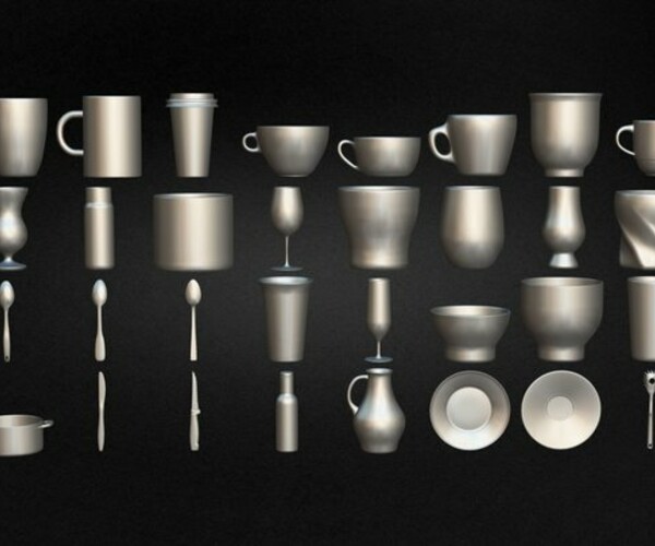 ArtStation - Collection of 40 Kitchen Prop Dishes Vol 01 | Resources