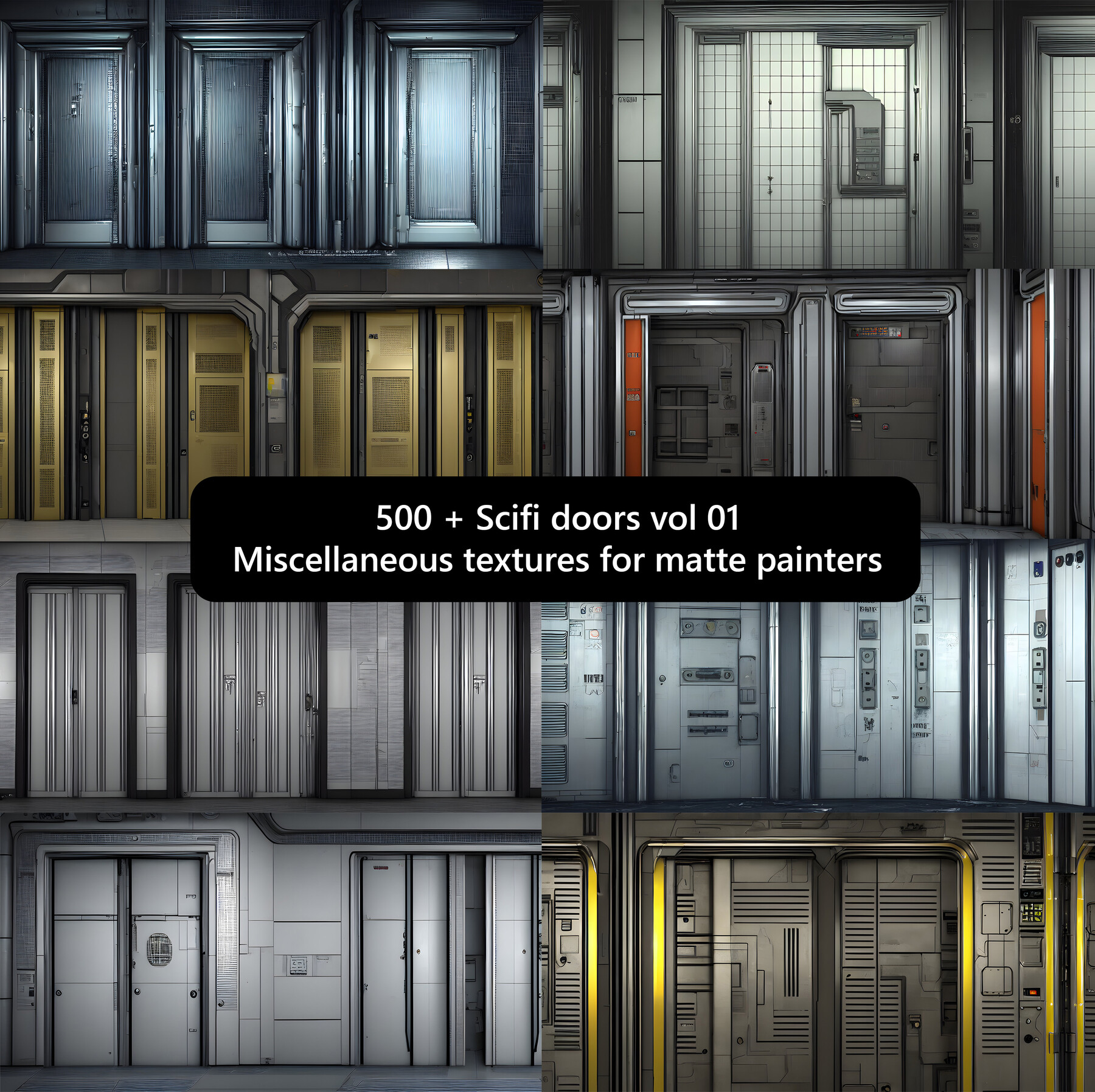 ArtStation - 500 + Scifi doors vol 01 - Miscellaneous textures for ...