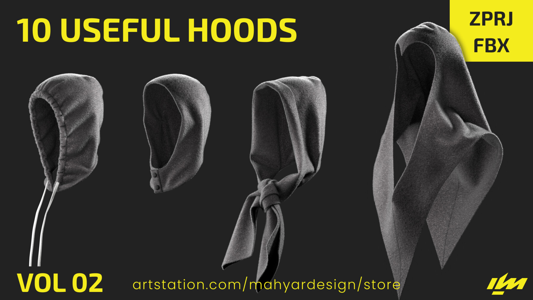 ArtStation - 10 Useful Hoods - Marvelous / Clo3D / FBX - VOL 02 | Game ...