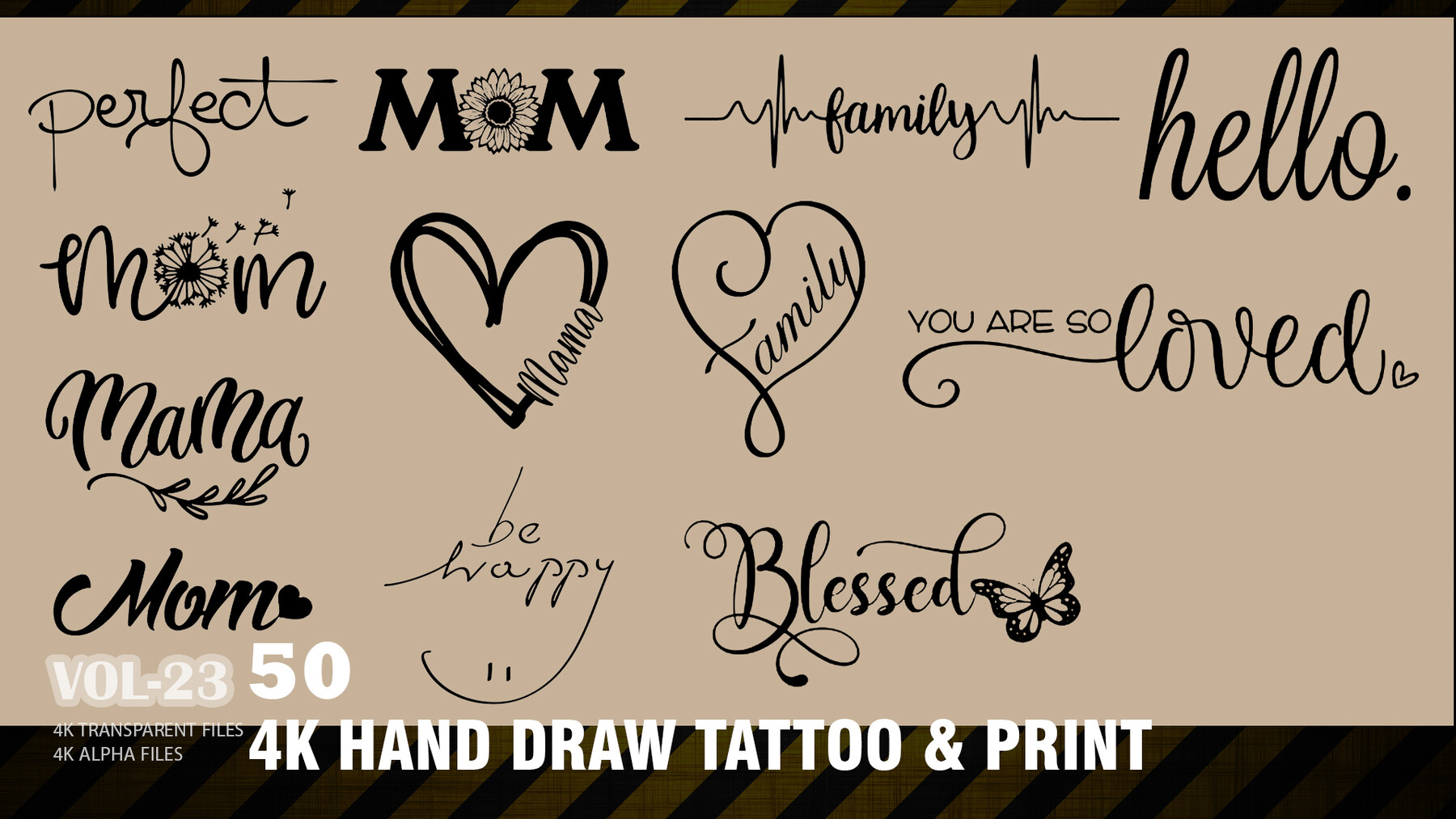 ArtStation - 50 4K HAND DRAW TATTOO AND PRINT ARTS (TEXTS) - VOL23 ...
