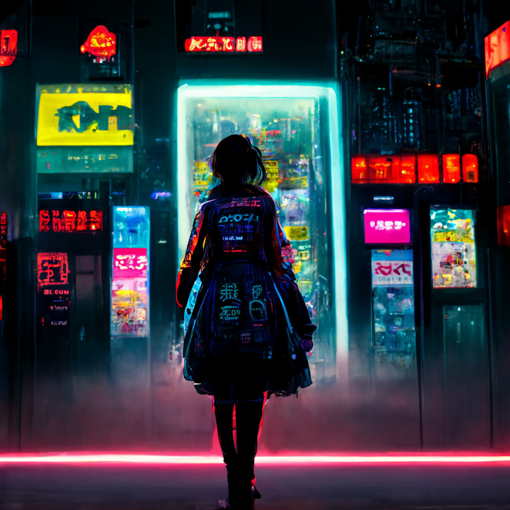 marc - Japanese girl, neon Tokio city collection.