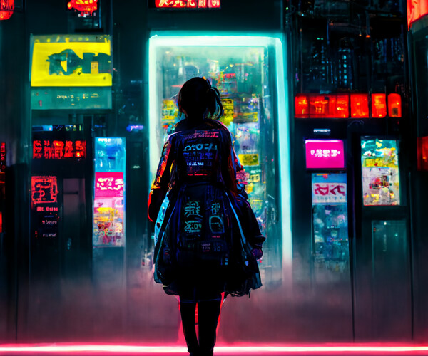 ArtStation - Japanese girl, neon Tokio city collection. | Artworks