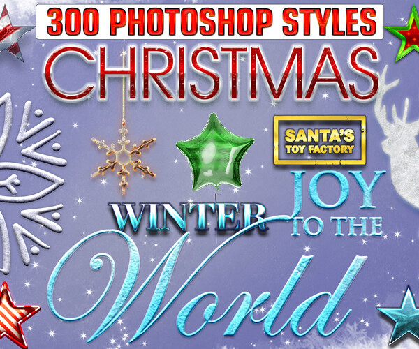 ArtStation - 300 Christmas Photoshop Styles, Layer Styles, Winter ...