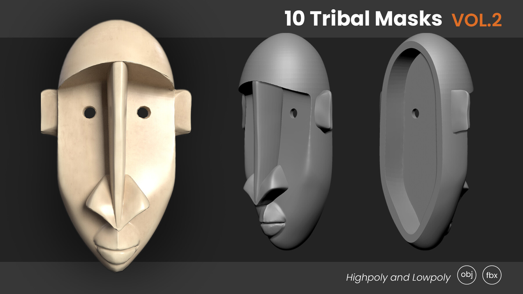 ArtStation - 10 Tribal Masks (Highpoly and Lowpoly) Vol. 02 | Resources
