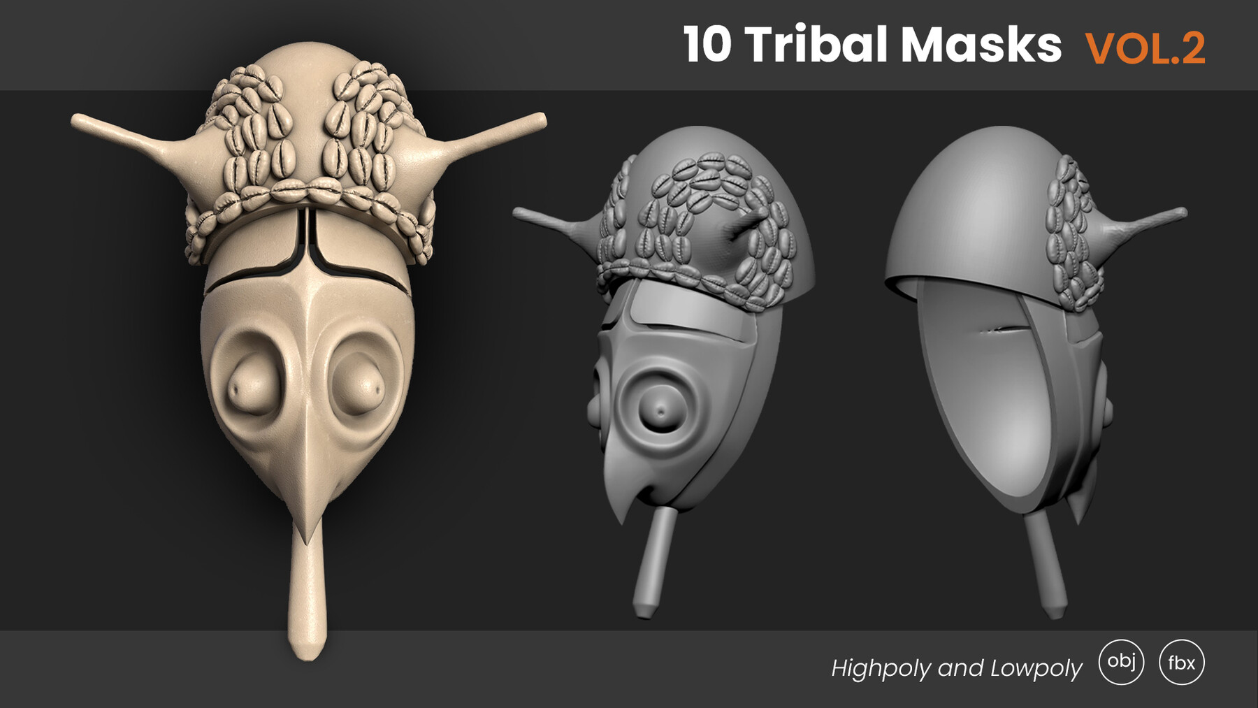 ArtStation - 10 Tribal Masks (Highpoly and Lowpoly) Vol. 02 | Resources