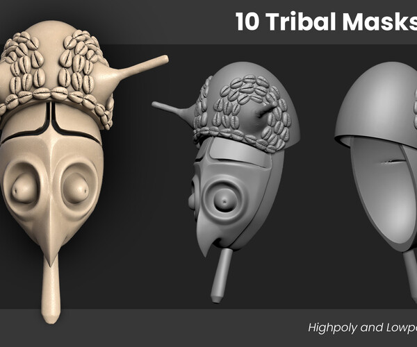 ArtStation - 10 Tribal Masks (Highpoly and Lowpoly) Vol. 02 | Resources