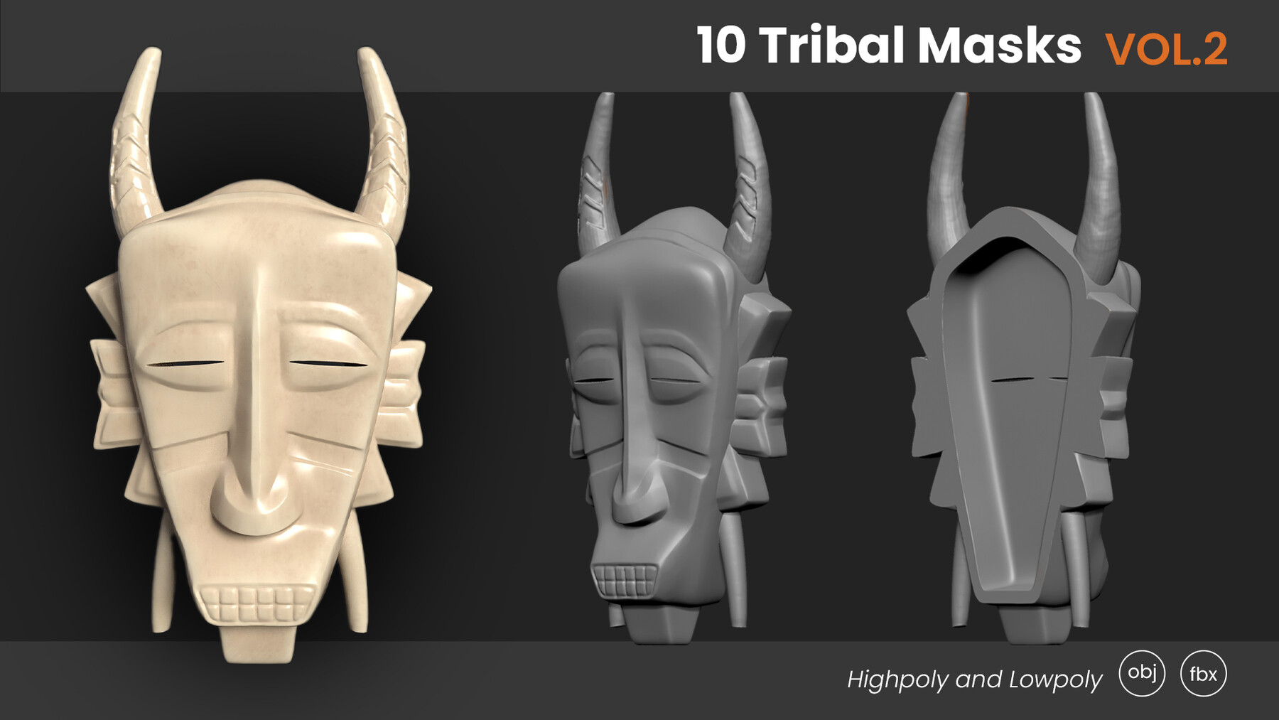 ArtStation - 10 Tribal Masks (Highpoly and Lowpoly) Vol. 02 | Resources