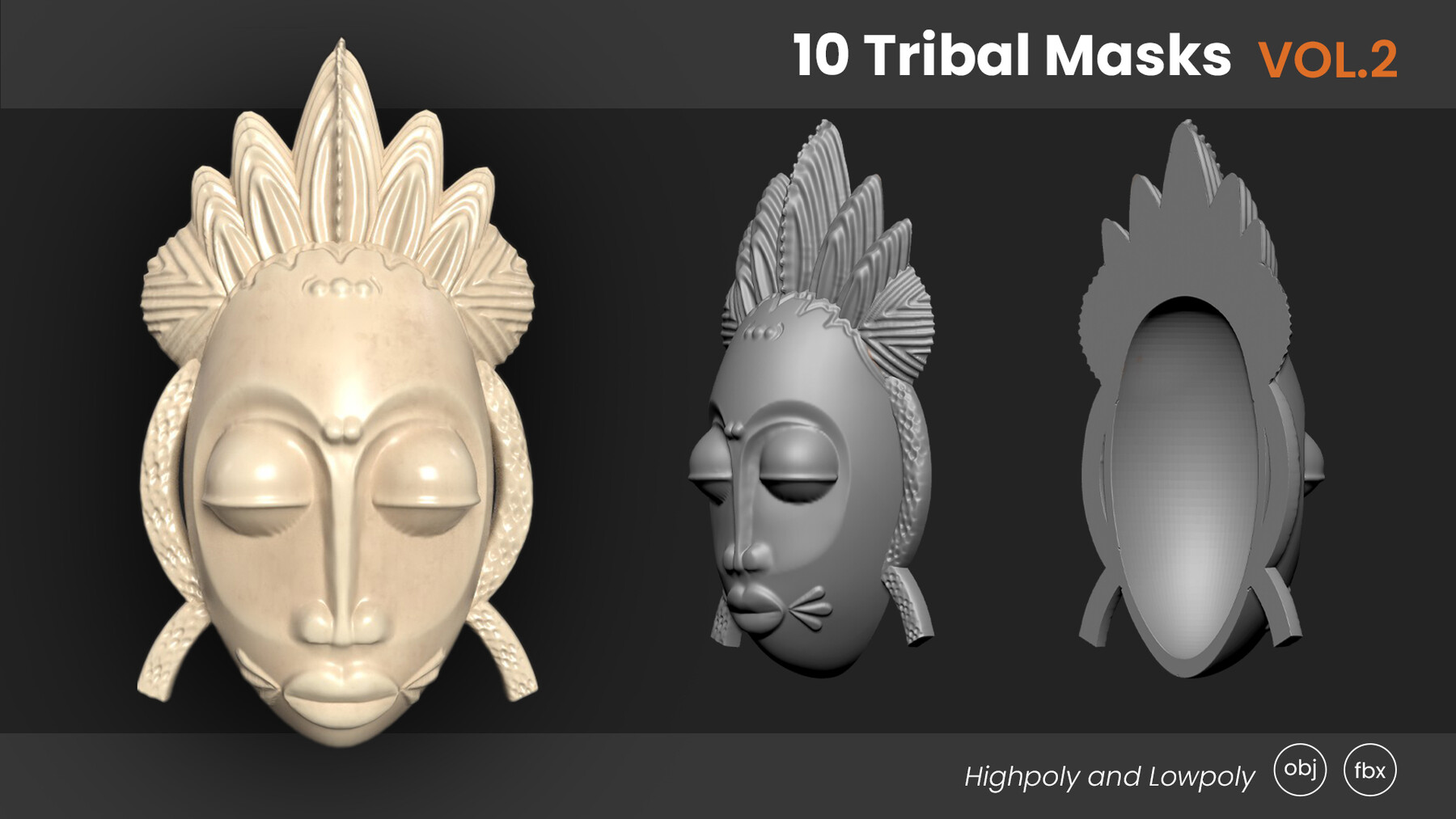 ArtStation - 10 Tribal Masks (Highpoly and Lowpoly) Vol. 02 | Resources