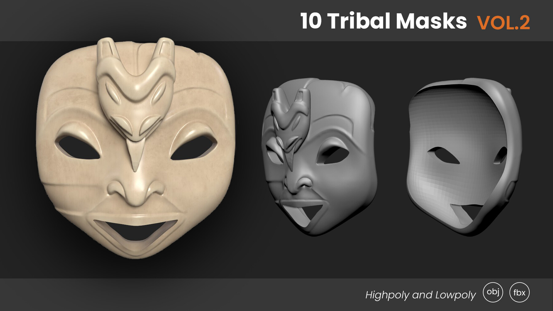 ArtStation - 10 Tribal Masks (Highpoly and Lowpoly) Vol. 02 | Resources