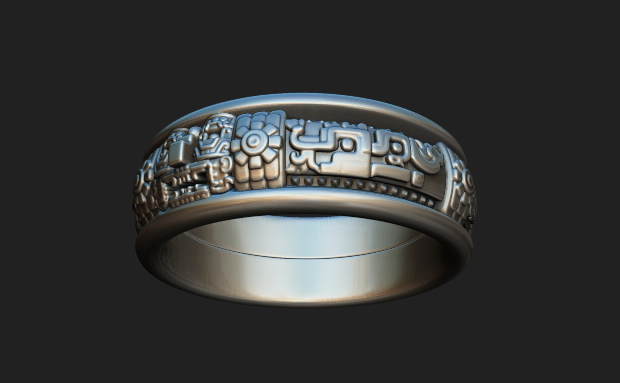 ArtStation - Mazan Inca Aztec Ring 220911 3D print model | Resources